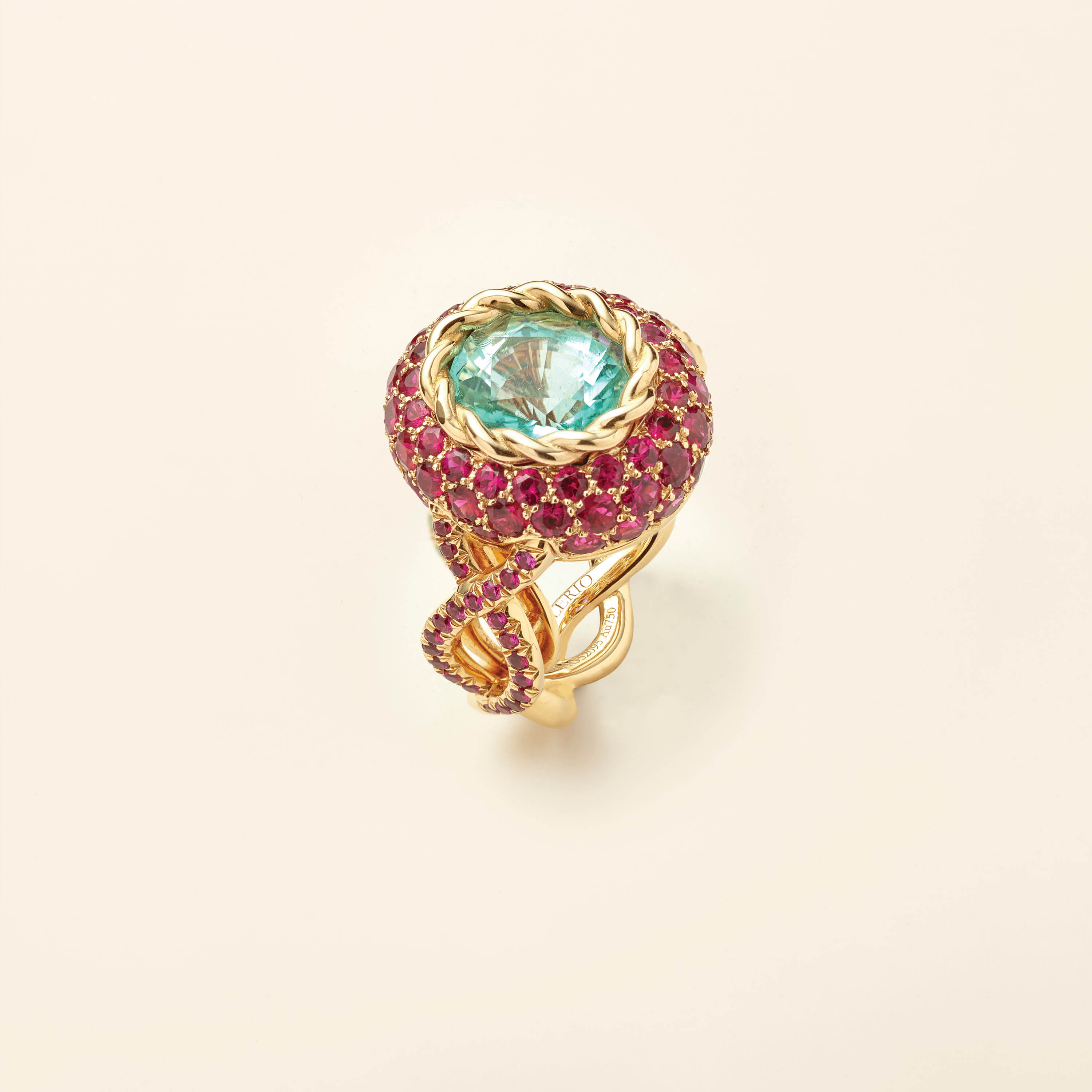 Yellow Gold and Ruby Ring Blue Angel High Jewelry Mellerio