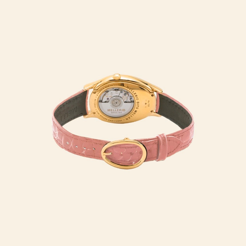 Yellow Gold and Diamond Mini M Cut Paved Watch Pink Dial - Luxury Watch ...