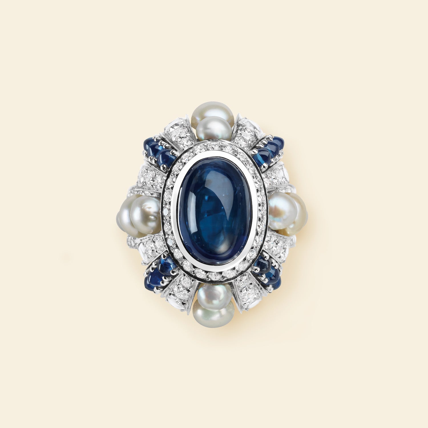 White Gold, Sapphire, and Diamond High Jewelry Ring Livadia | Mellerio