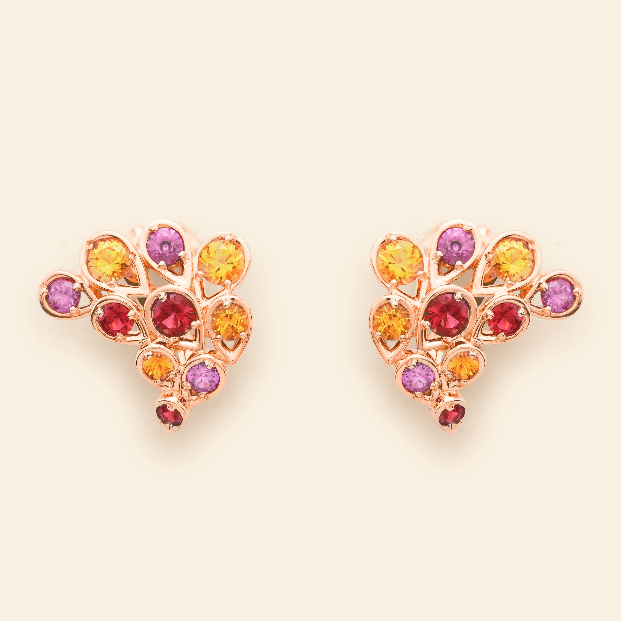 Pink Gold and Pink Sapphire Stud Earrings Indra - Jewelry | Mellerio